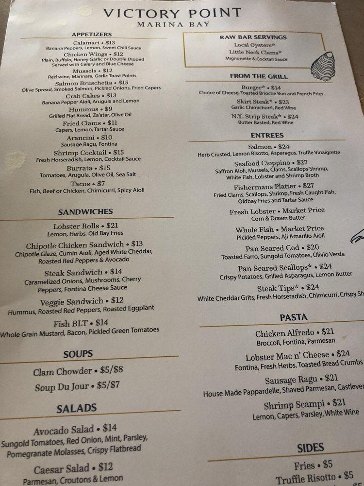 Menu at Victory Point Restaurant, Quincy