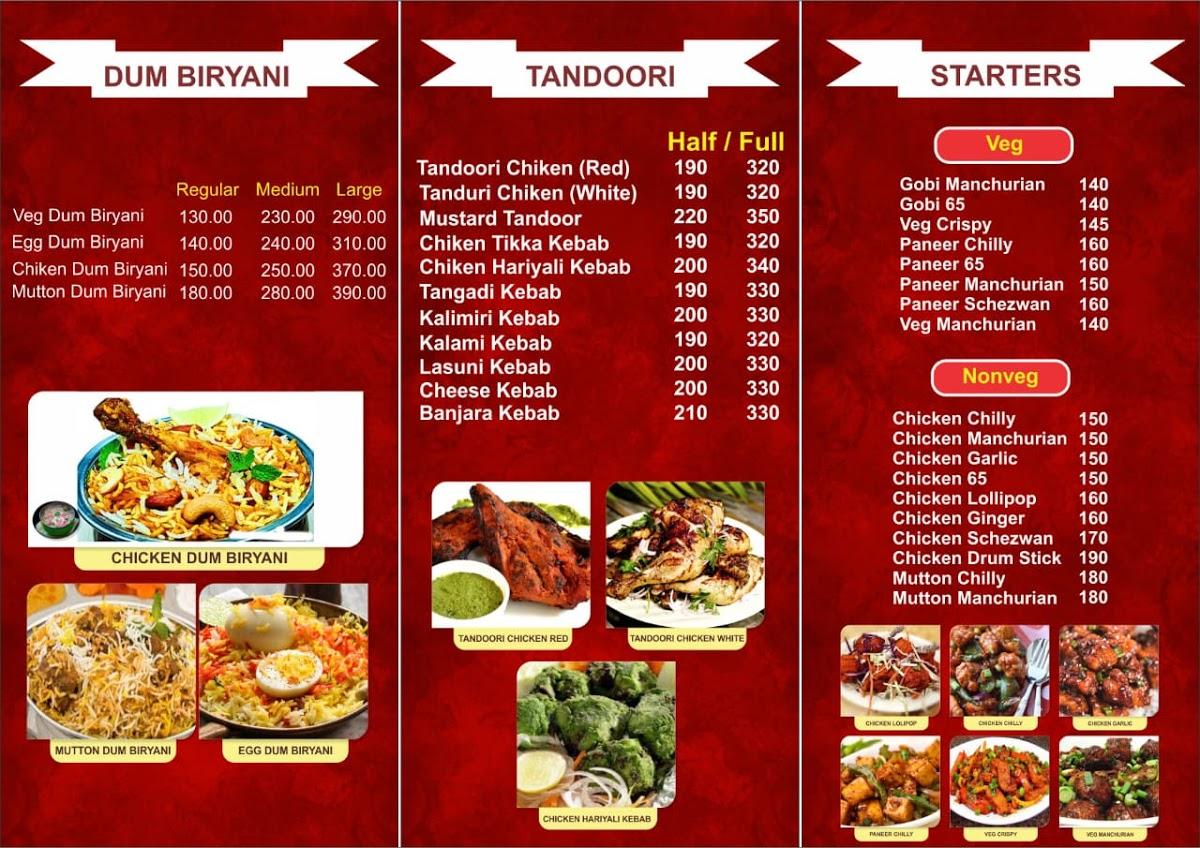 Menu at hyderabadi biryani, Ahmednagar