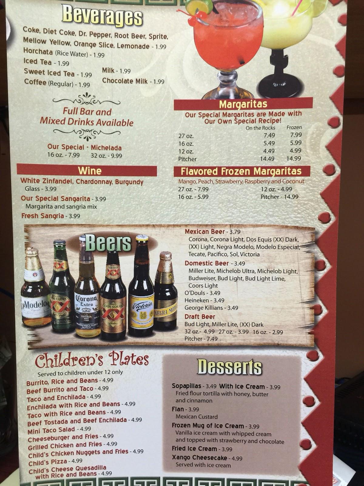 Menu at Fiesta Ranchera Mexican Restaurant, Adrian
