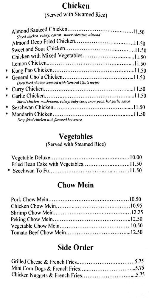 Menu at Peking Chinese Restaurant, East Wenatchee