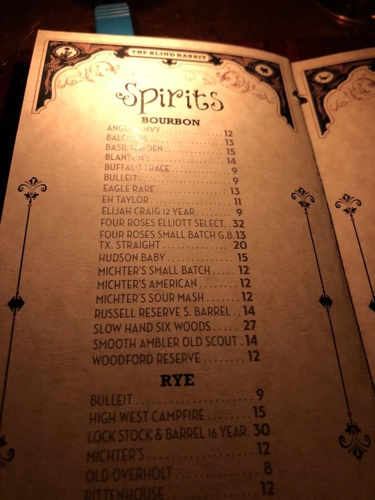Menu at The Blind Rabbit pub & bar, Anaheim