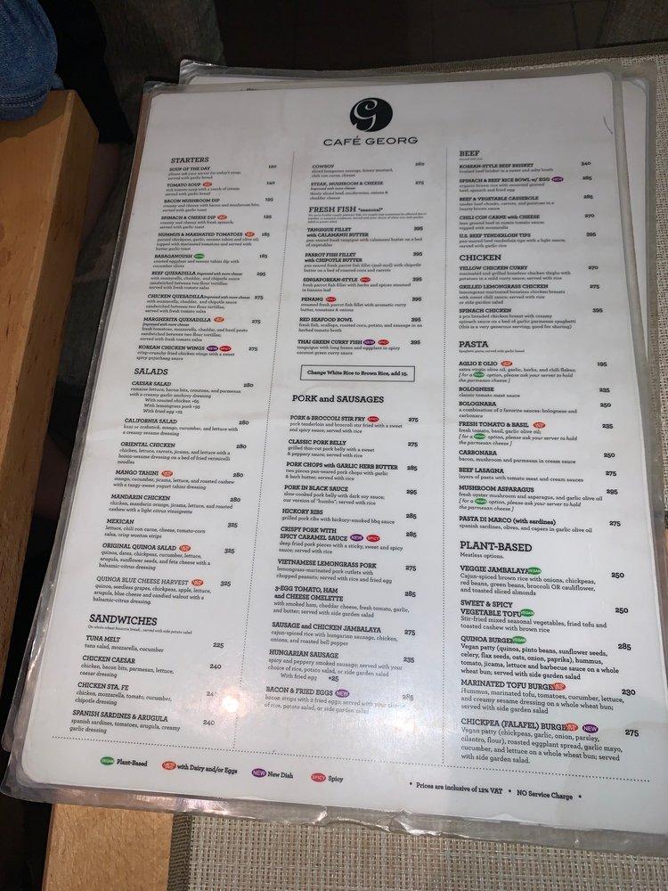 Menu at Cafe Georg, Cebu City, Ground Floor MLD Building
