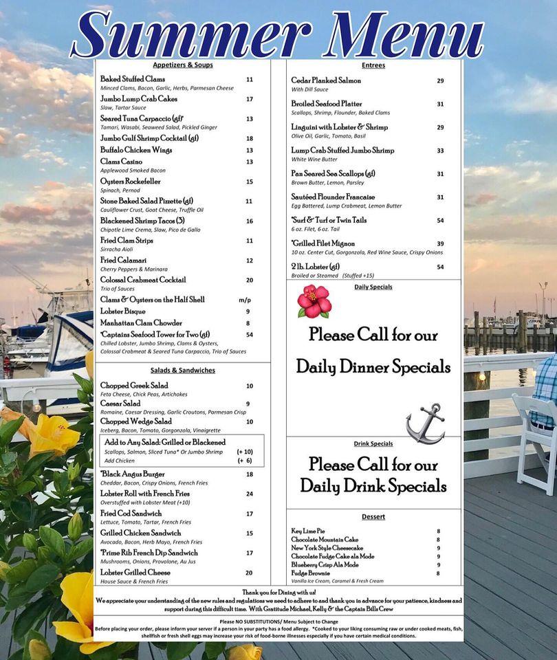 Menu at Captain Bills Restaurant & Catering, Bay Shore