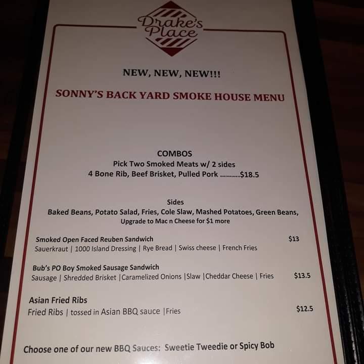 Menu at Drake's Place Restaurant & BBQ Smokehouse, Ferguson