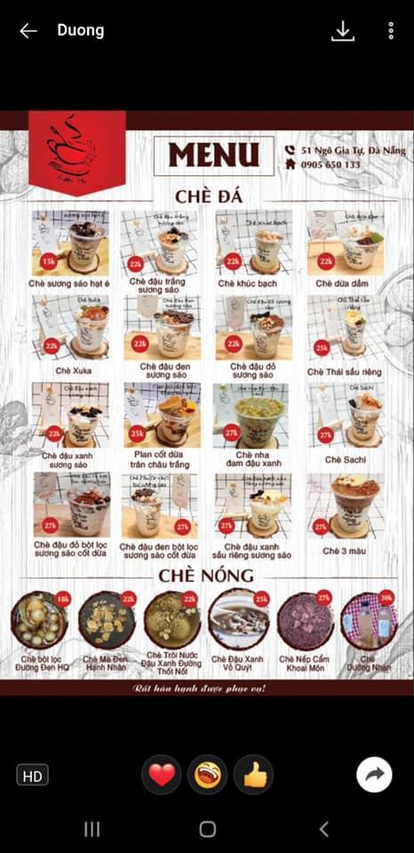Menu at Enjoy coffee & chè cafe, Da Nang