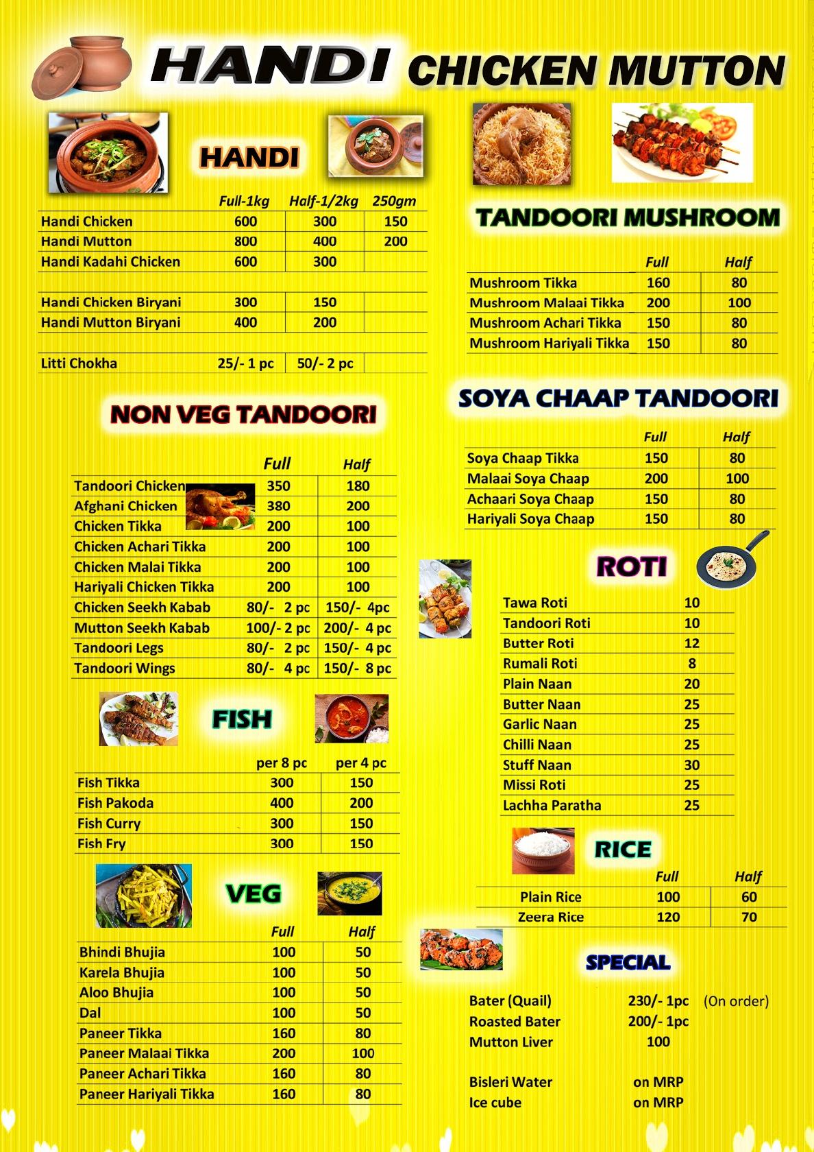 Menu at Handi Chicken Mutton, Delhi