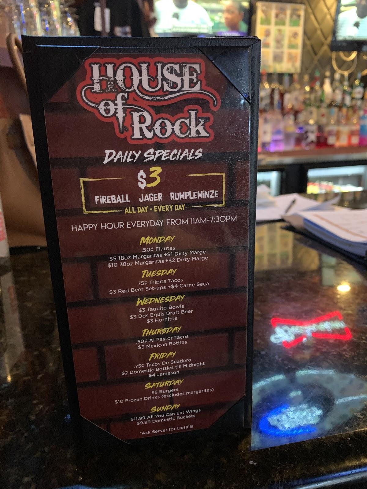 Menu at House of Rock pub & bar, El Paso, 931 Resler Dr