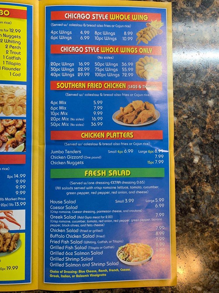Menu at Sharks Fish & Chicken restaurant, Baltimore