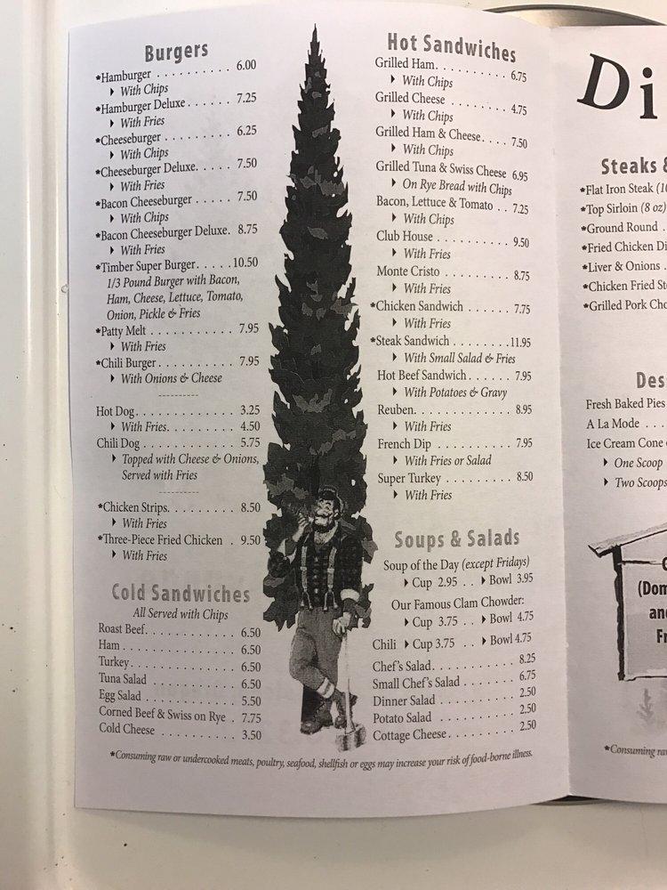 Menu at Timbers Restaurant & Lounge, Toledo