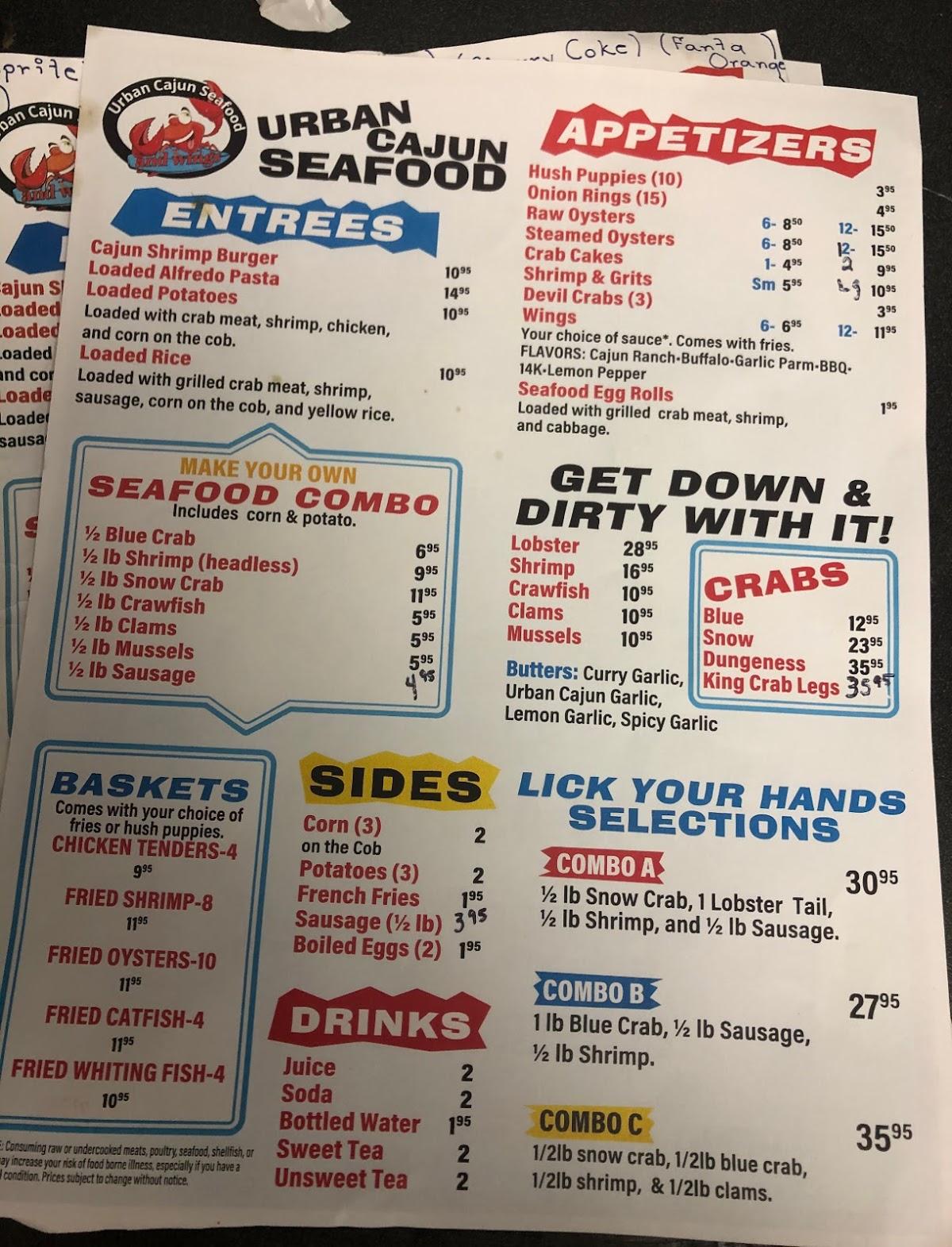 Menu at Urban Cajun Seafood and Wings restaurant, Lakeland