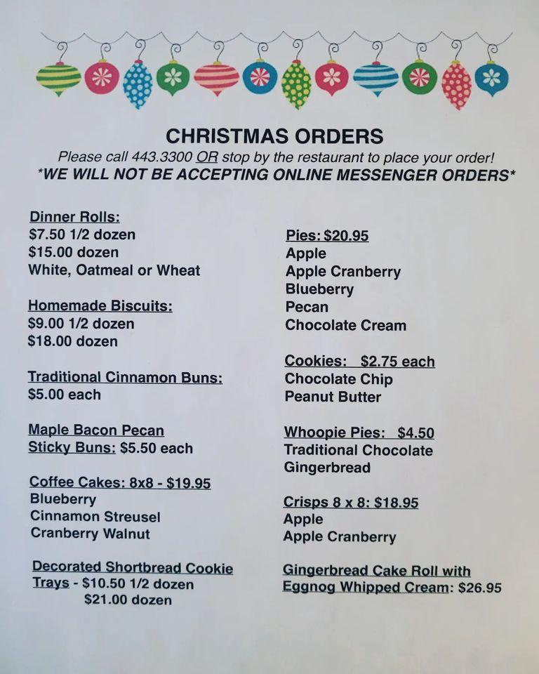 Menu at Winnegance Restaurant & Bakery, Bath