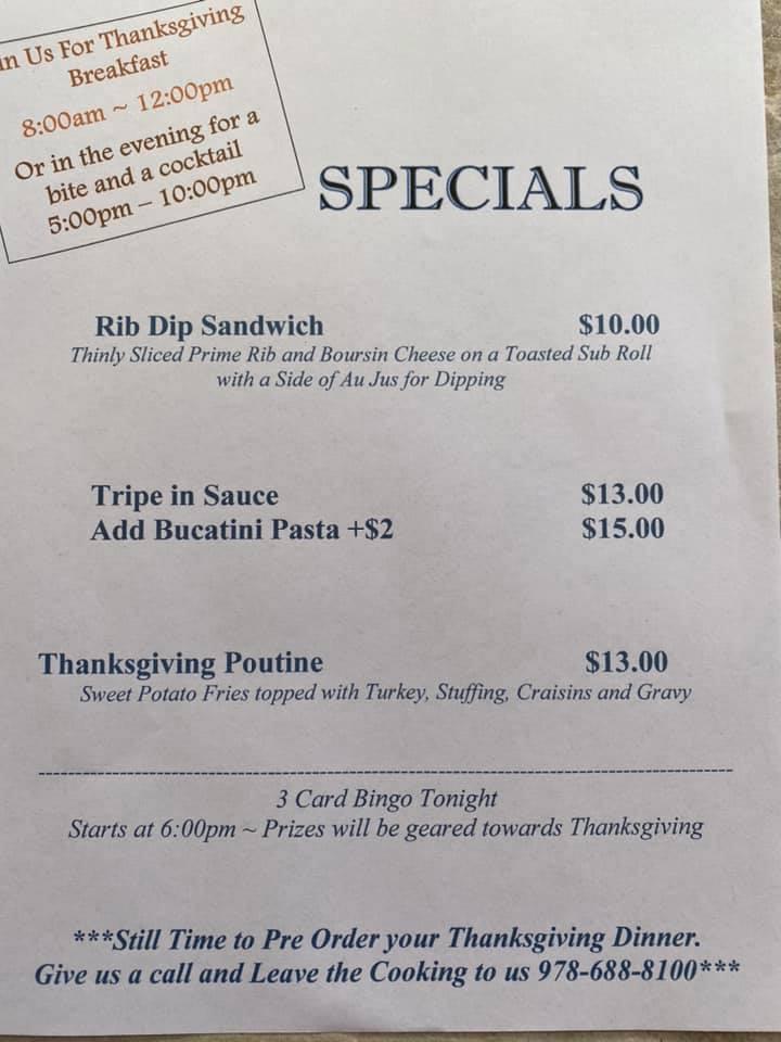 Menu at Rae Rocks Bar & Grill, Methuen