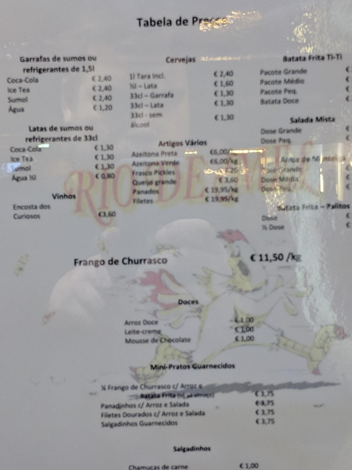 Menu at Rio de Mel steakhouse, Lisbon, Av. da Igreja 25D