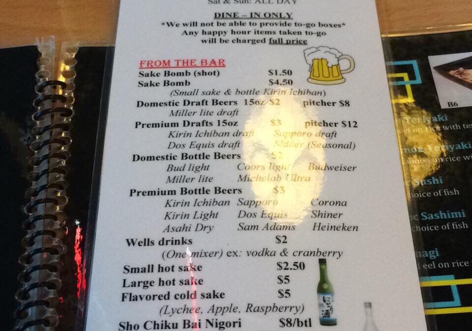 Menu at Sushi NiNi restaurant, Round Rock