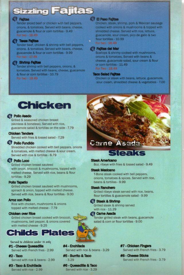 Menu at 7 Mares Mexican Restaurant, Lexington