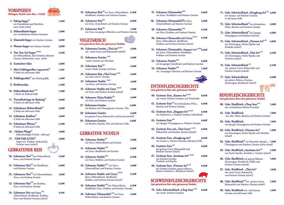 Menu at Jade Asia Schnellimbiss pub & bar, Nidderau