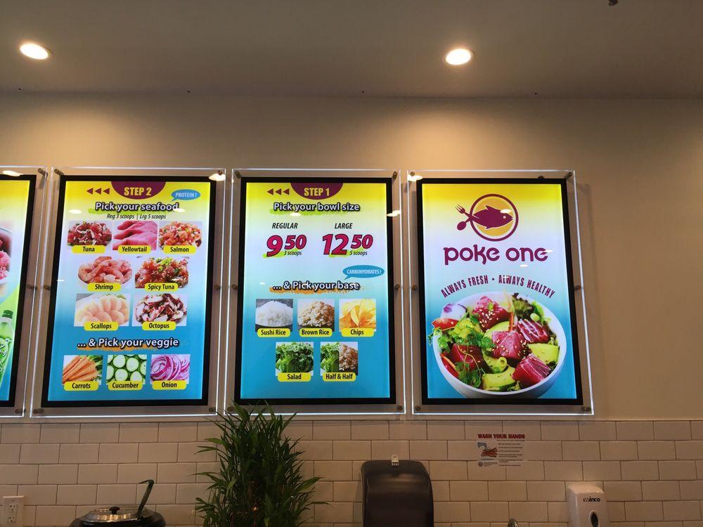 Menu at Poke One restaurant, San Bruno