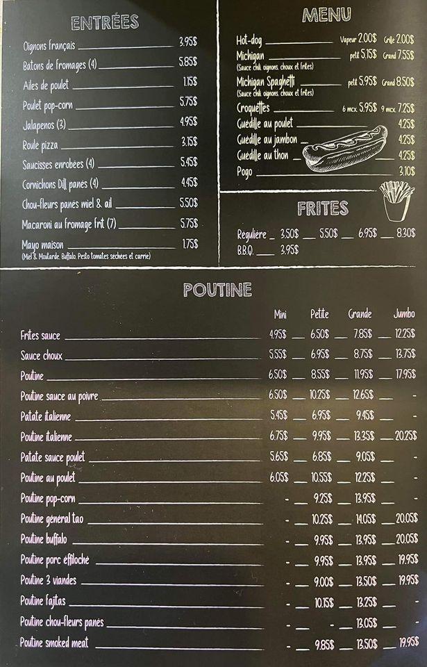 Menu au Restaurant C'Si Bon, Shawinigan