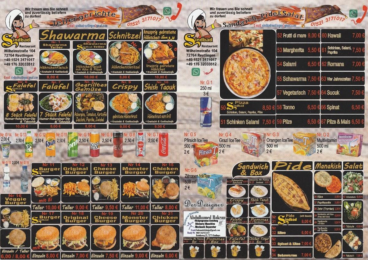 Menu at Sindbad Reutlingen Restaurant, Reutlingen