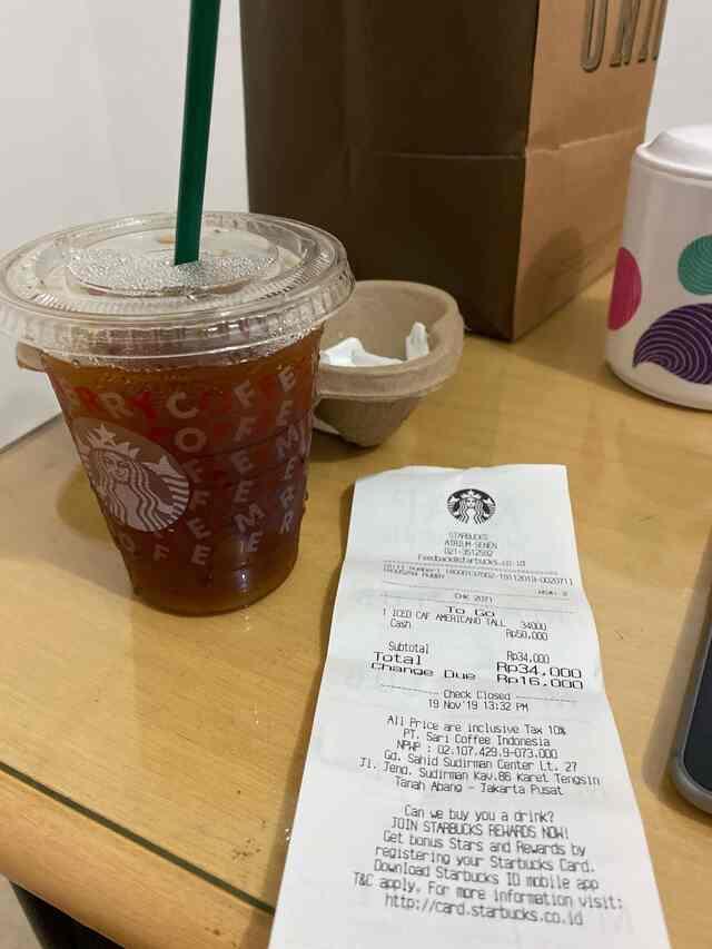 Menu at Starbucks cafe, Jakarta, Plaza Atrium