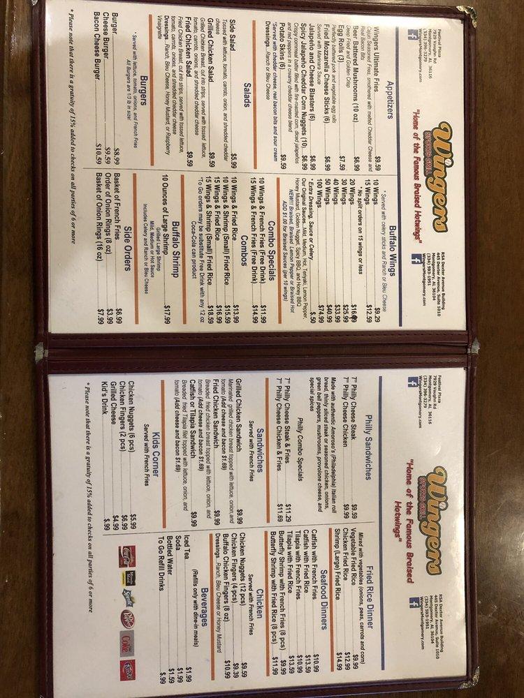 Menu at Wingers Sports Bar& Grill (Festival Plaza), Montgomery, Vaughn Rd