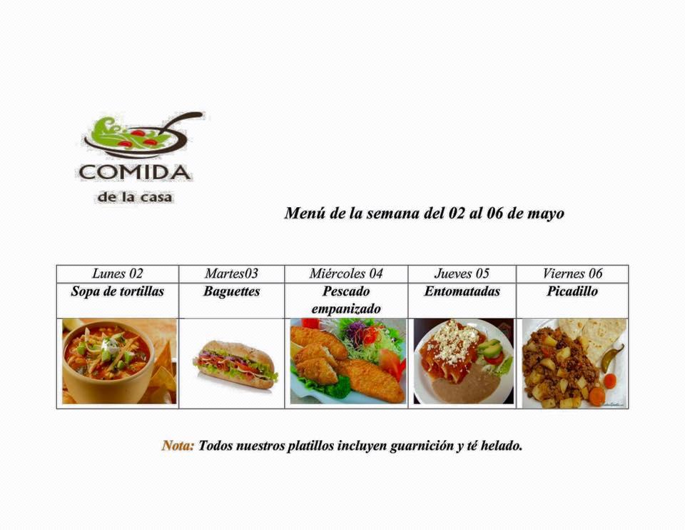 Menu at Comida de la casa restaurant, Hermosillo