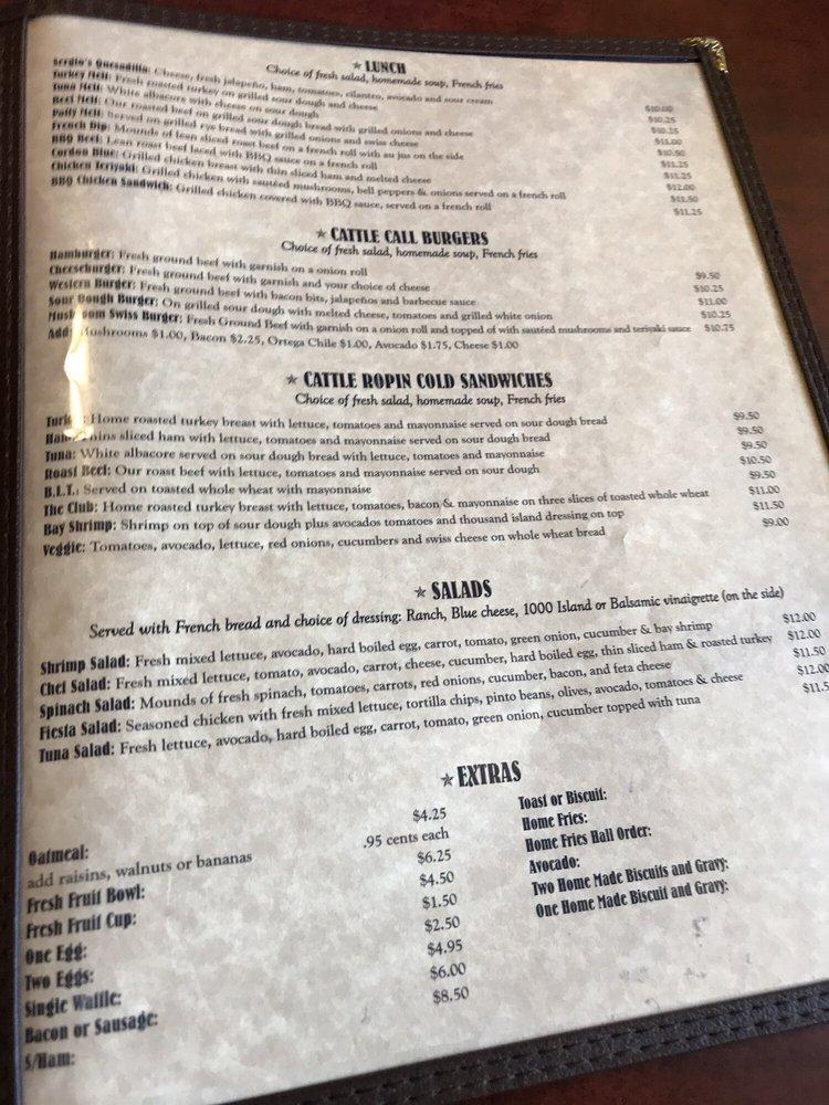 Menu at Cowboys Corner Cafe, Watsonville