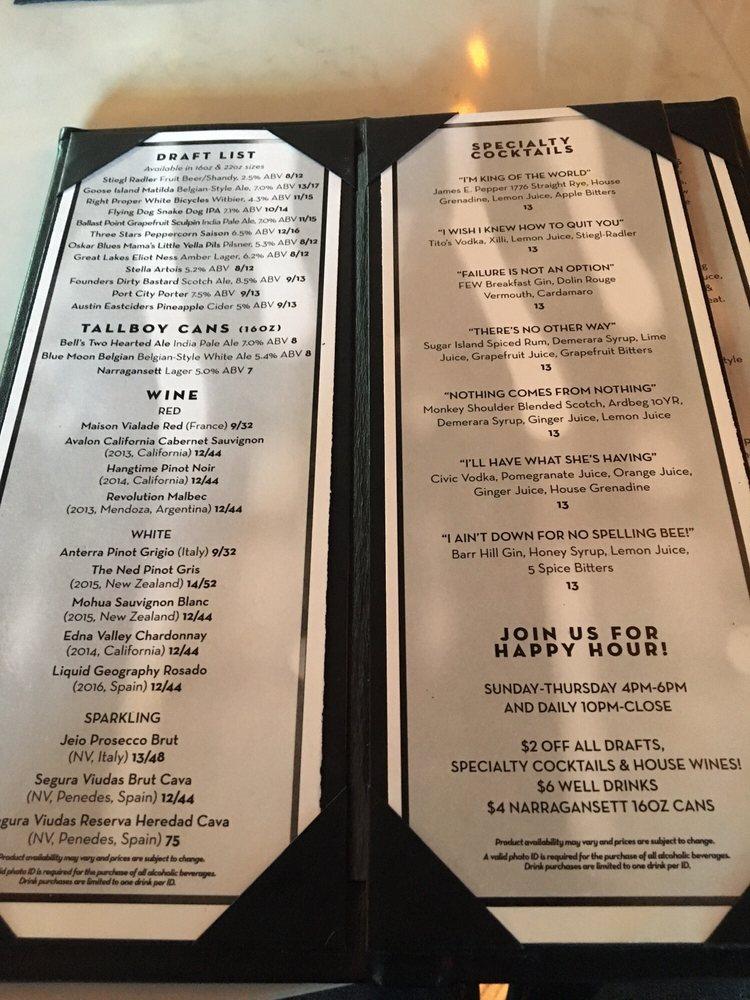 Menu at Landmark's Atlantic Plumbing Cinema pub & bar, Washington