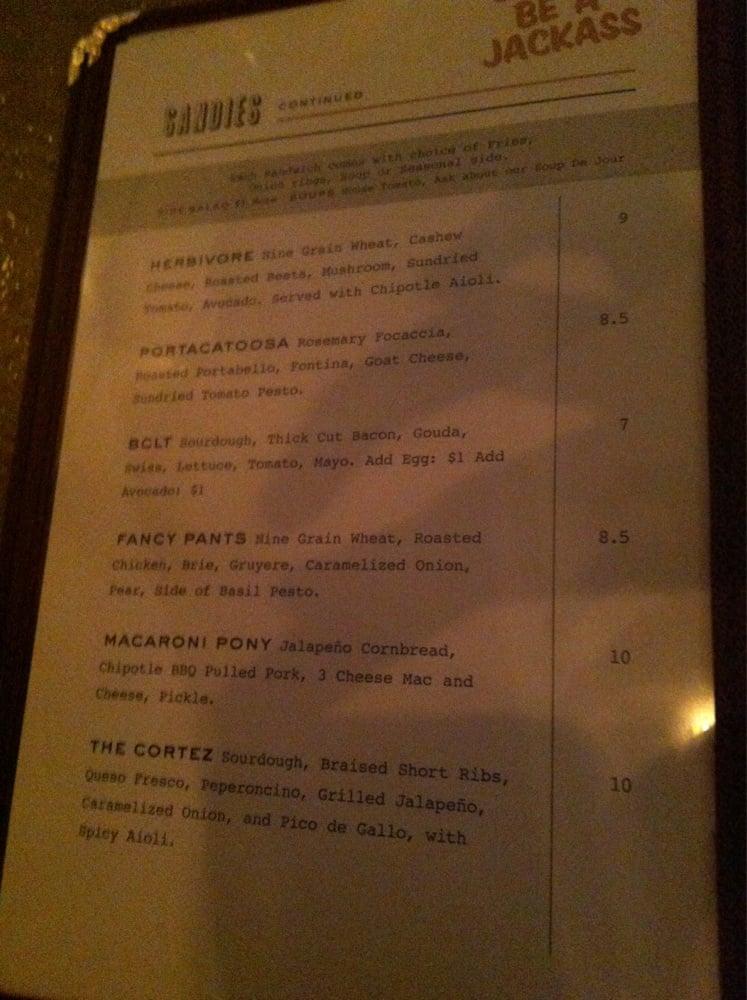 Menu at The Mule pub & bar, Oklahoma City, NW 16th St