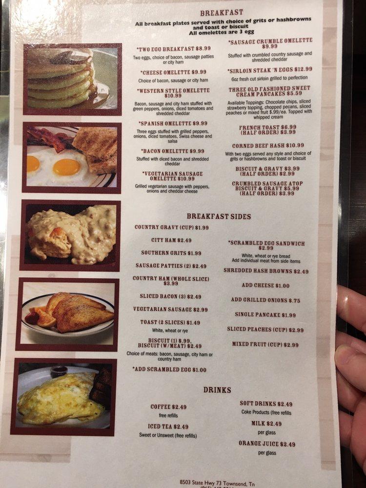 Menu at The Riverstone Restaurant, Townsend