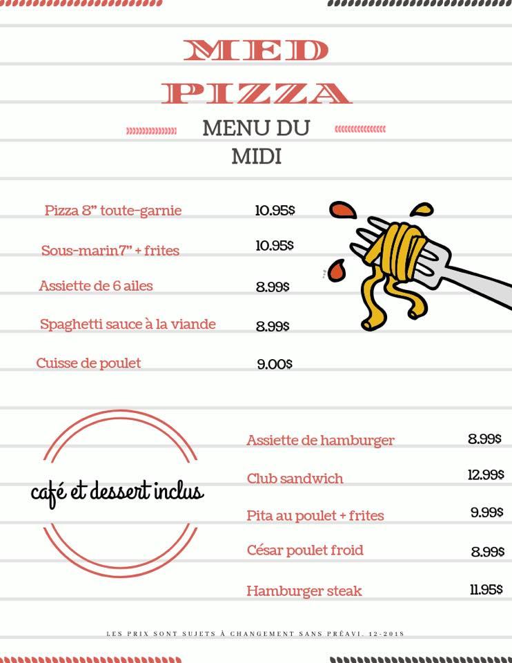 Menu at MED Pizza - Marieville pizzeria, Marieville