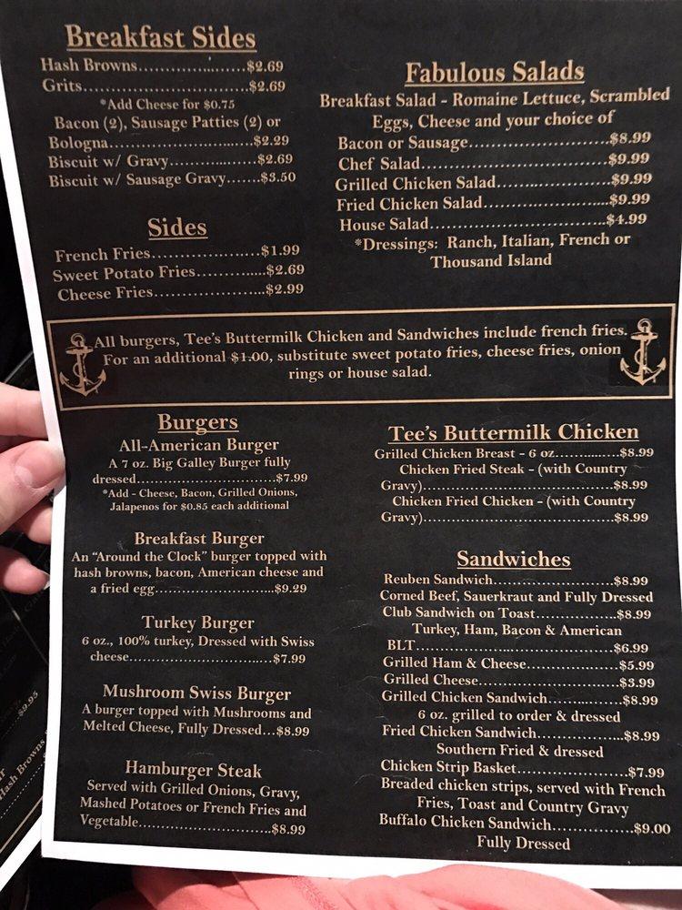 Menu at The Galley restaurant, Morgan City