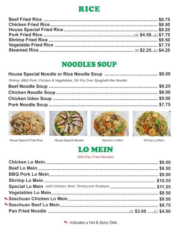 Menu at Yan Yan Chinese Cuisine restaurant, Salem