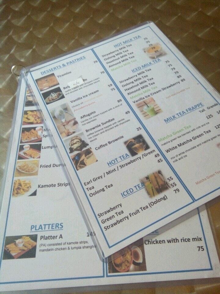 Menu at Amore Coffee Shop, Tabaco City