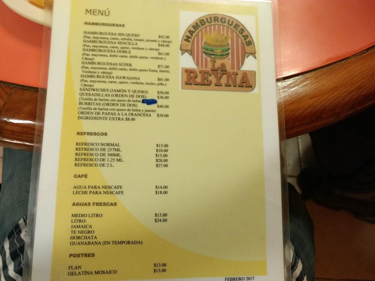 Menu at Hamburguesas La Reyna restaurant, Escárcega