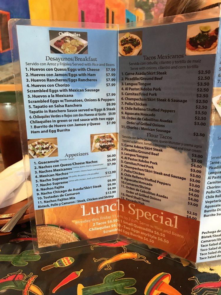 Menu at Taco Lindo restaurant, Naples, Santa Barbara Blvd