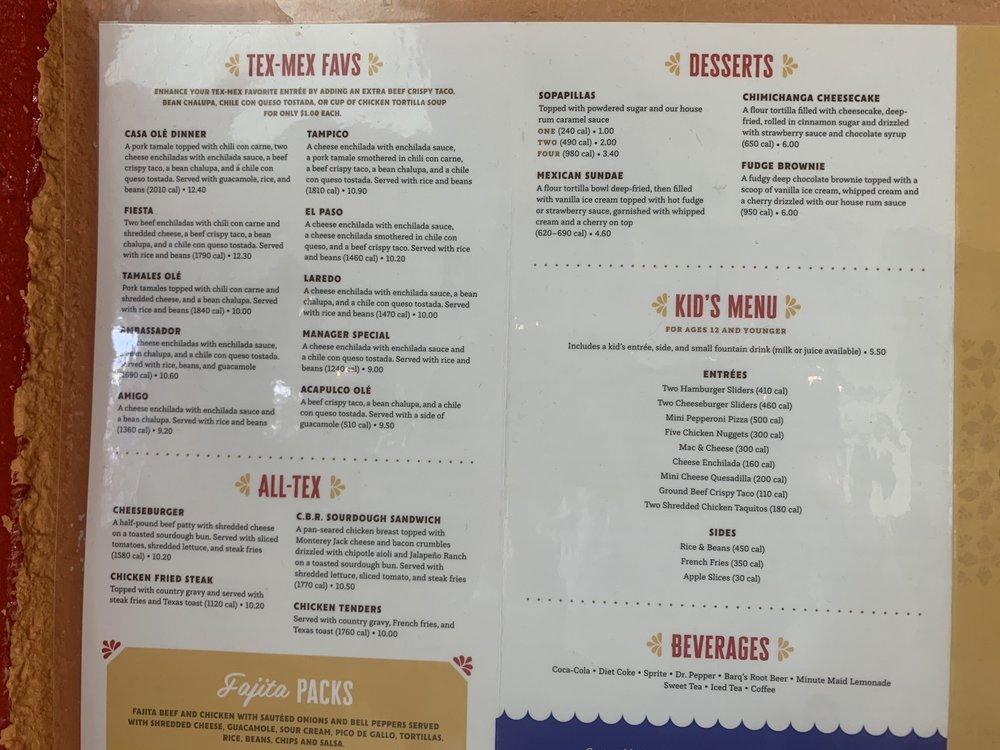 Menu at Casa Olé restaurant, Temple, S 31st St