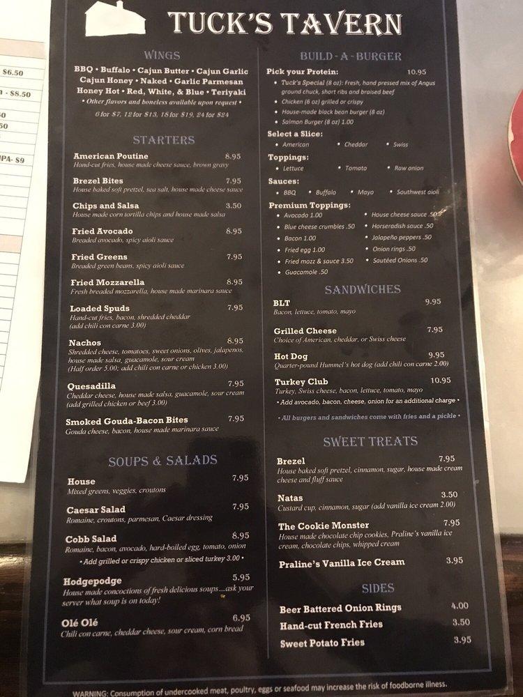 Menu at Tuck's Tavern pub & bar, Naugatuck