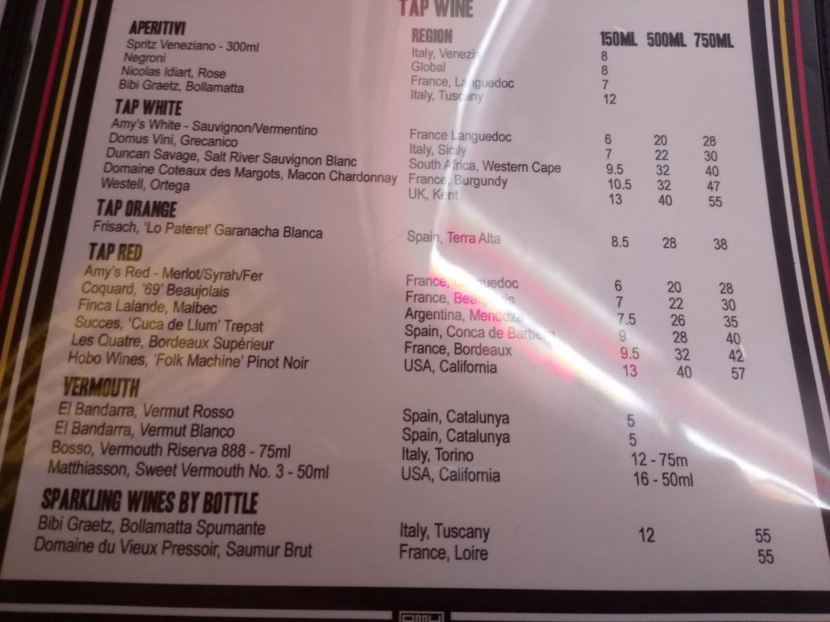 Menu at Amy Austin restaurant, Dublin
