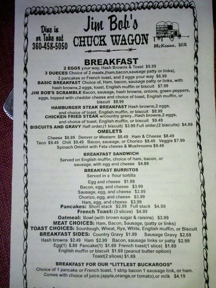 Menu at Jim Bob's Chuck Wagon BBQ, McKenna