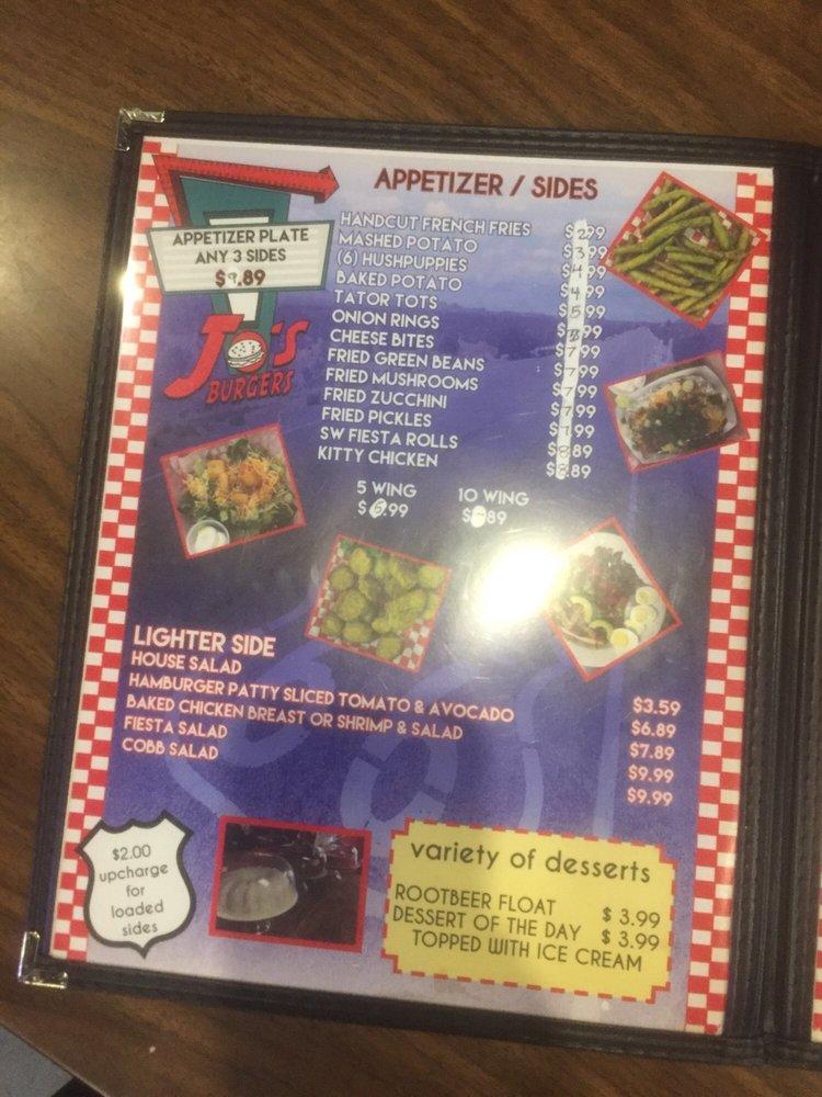 Menu at Jo's Burgers Steaks & Catering steakhouse, Anadarko