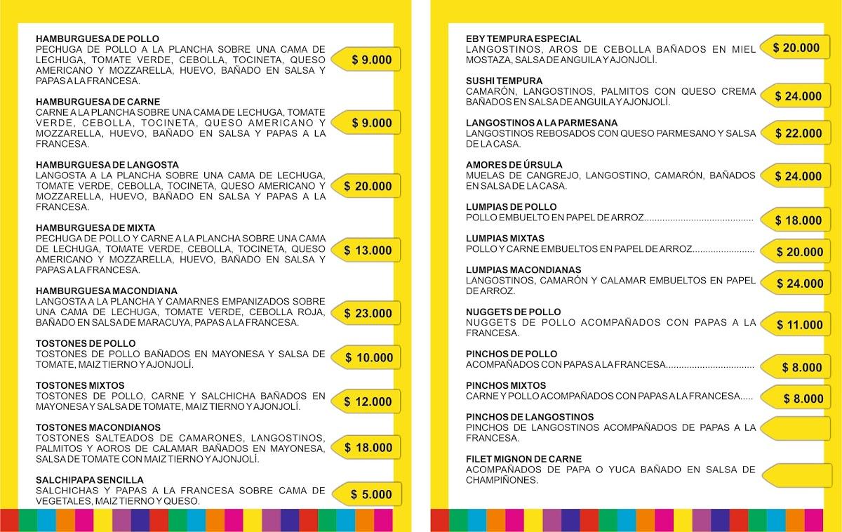 Menu at MACONDO RIOHACHA "Comidas rápidas y algo más" restaurant, Riohacha