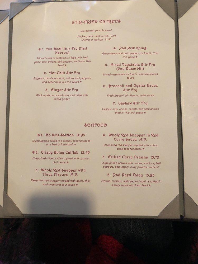 Menu at Thai Orchid Cafe, Williamsville