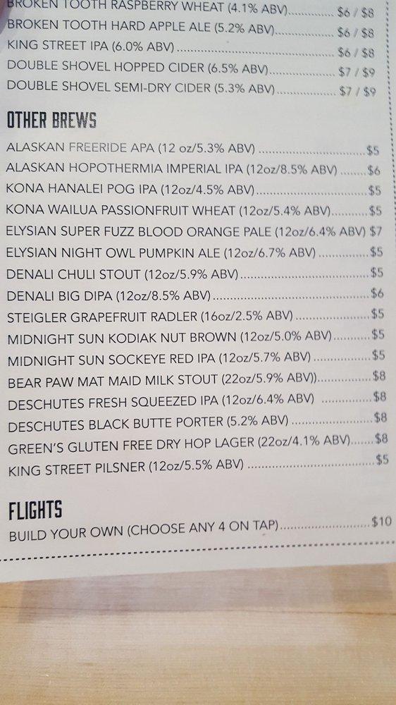 Menu at Bread and Brew pub & bar, Anchorage