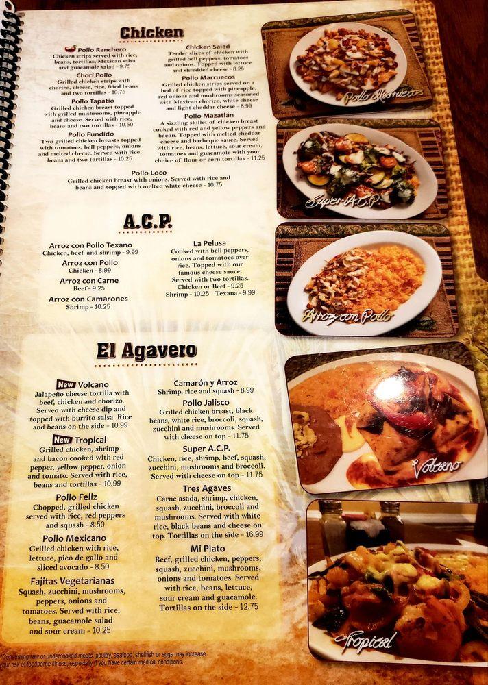 Menu at El Agavero Mexicano restaurant, Mount Airy
