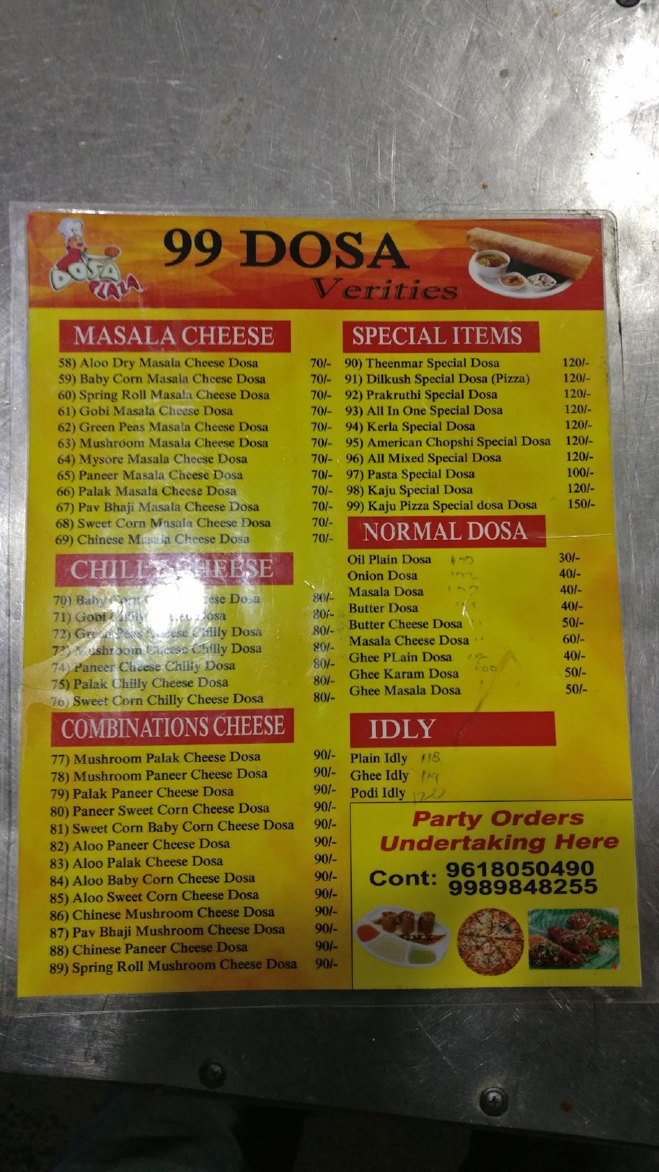 Menu at Madhapur Street Food Fair, Hyderabad