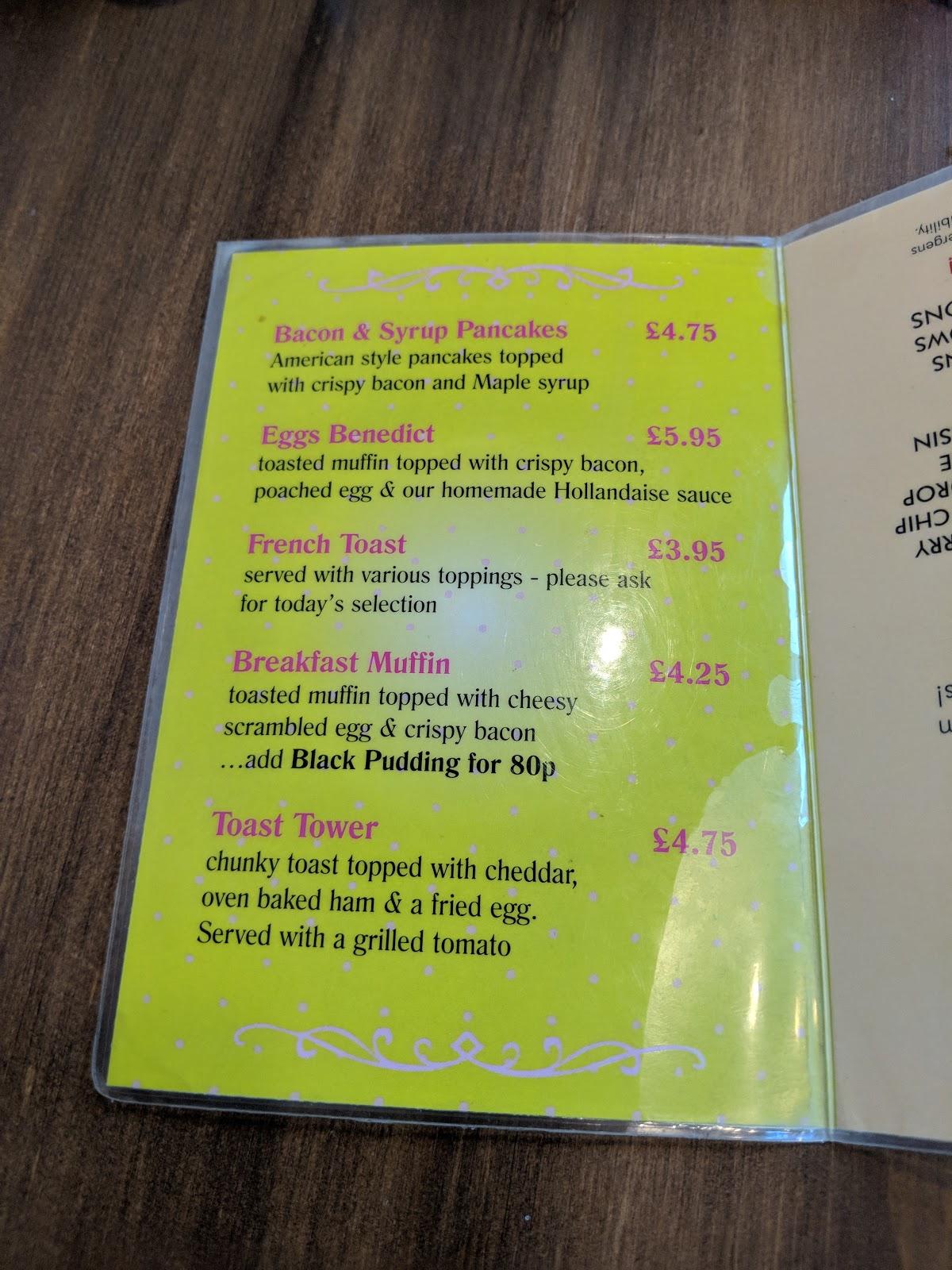 Menu at Toast Coffee House and Cafe, St Helens