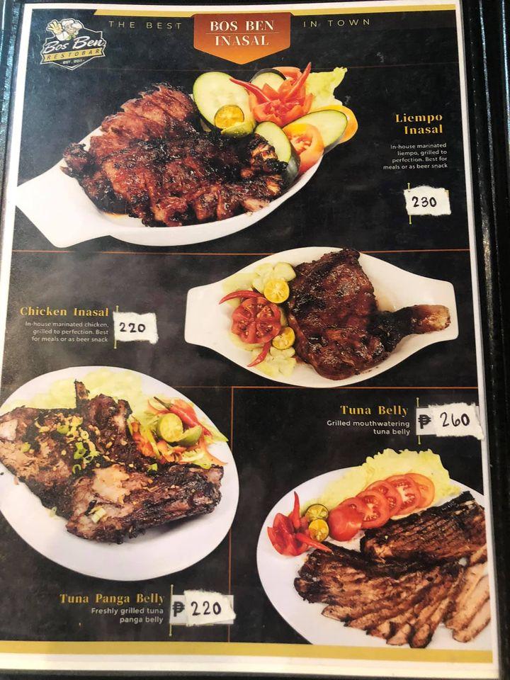 Menu at Bos Ben Restaurant and Sport Bar, Manila