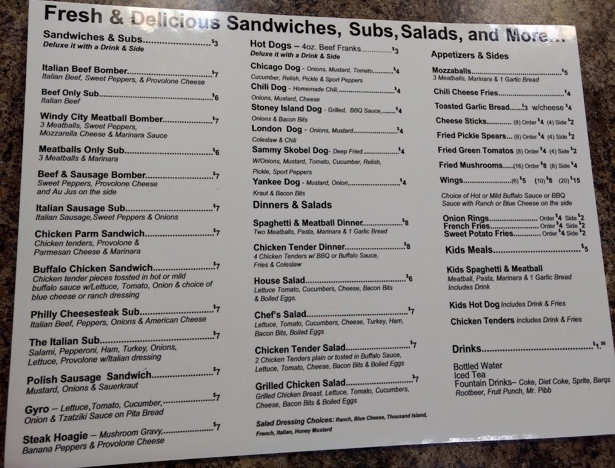 Menu at Mama Rosa's Chicago Sandwich restaurant, London