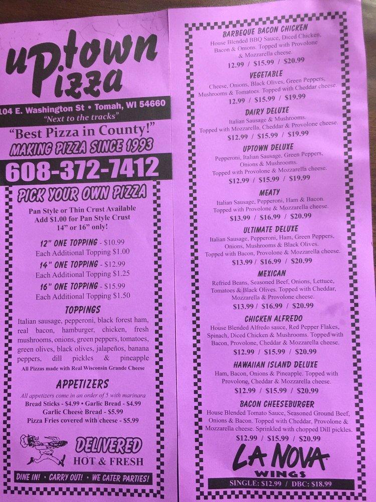 Menu at Uptown Pizza Tomah pizzeria, Tomah, 104 E Washington St